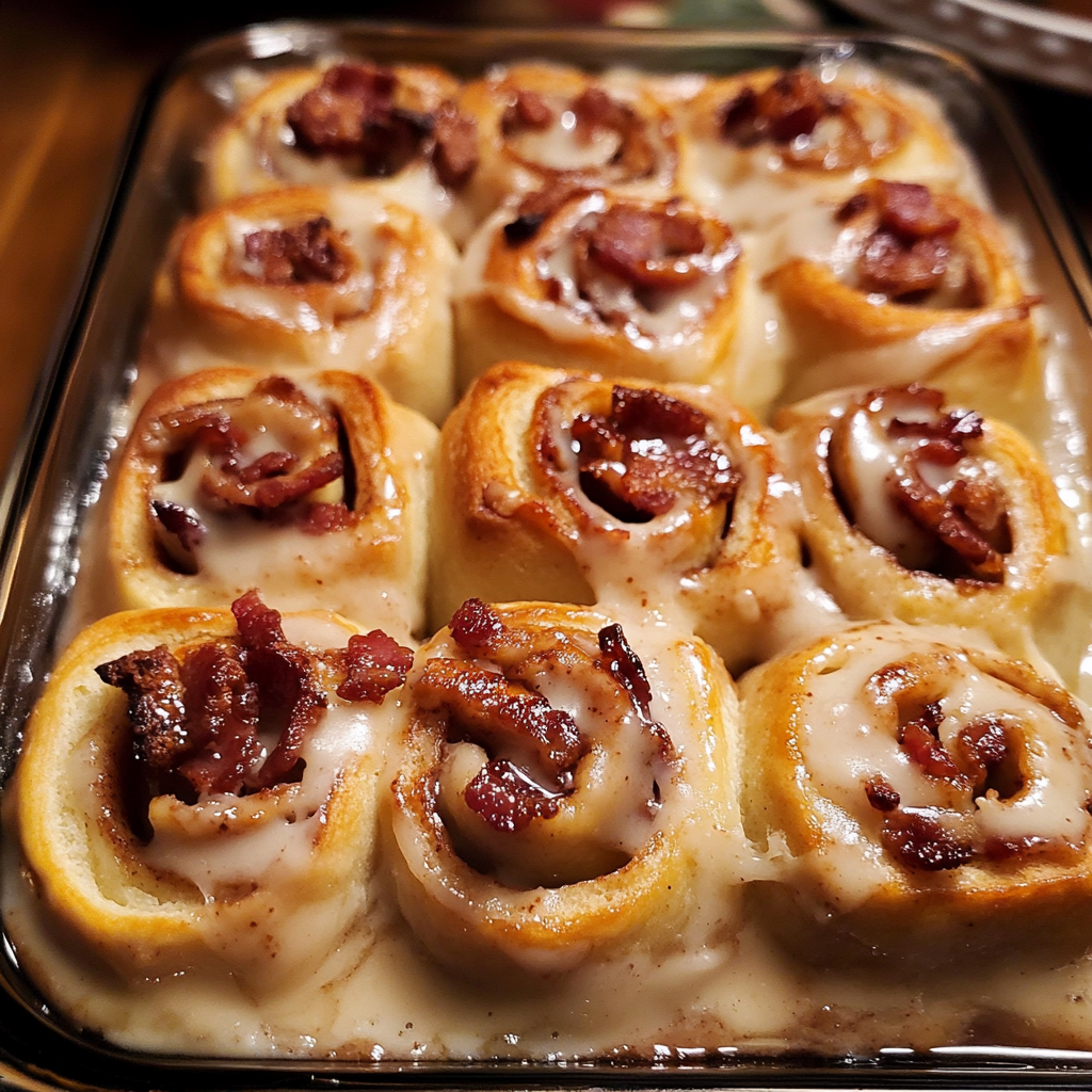 Maple Turkey Bacon Cinnamon Rolls – Cozy Dishes