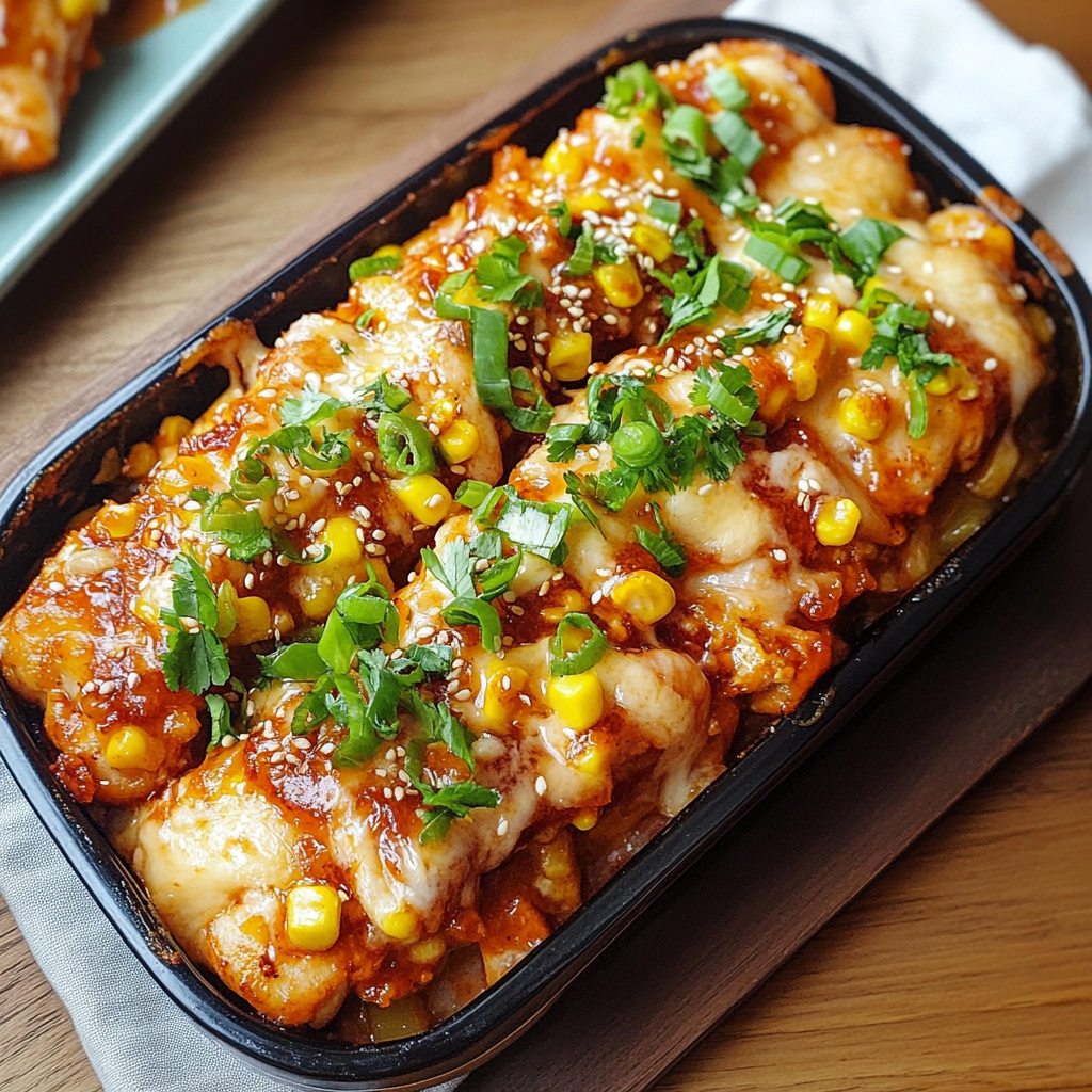 Spicy Korean Fire Chicken Melt with Sweet Corn – Cozy Dishes